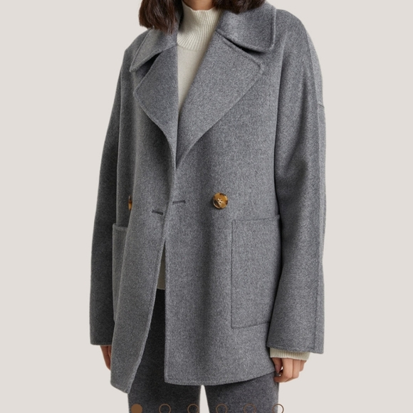 Gentle Herd | Jackets & Coats | Nwt Oversize Wool Peacoat Smoke Gray ...